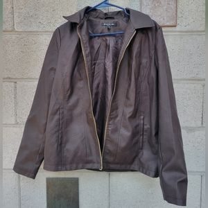 Baccini | Jackets & Coats | Baccini Medium Brown Faux Leather Jacket ...